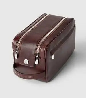 Brunello Cucinelli Leather Wash Bag - Purple