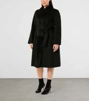 Marina Rinaldi Wool Lamb-fur Wrap Coat
