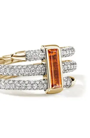 John Hardy Artisan Series 18k Diamond & Garnet Spear Ring