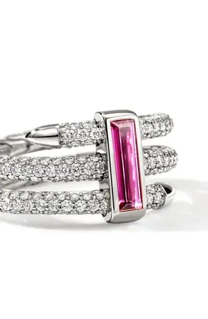 John Hardy Artisan Series 18k Rubellite & Diamond Spear Ring