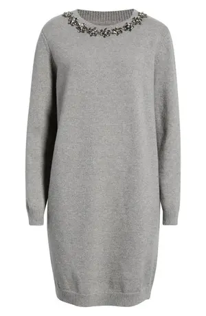 Julia Jordan Rhinestone Trim Sweater Dress