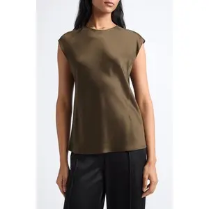 Vince Cap Sleeve Satin Top - Cypress