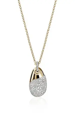 John Hardy Artisan Series 18k Diamond Pebble Pendant Necklace - Gold