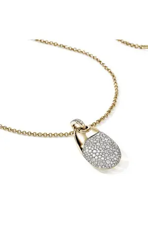 John Hardy Artisan Series 18k Diamond Pebble Pendant Necklace