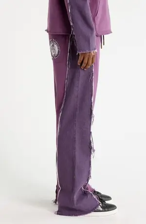HONOR THE GIFT Distressed Denim Panel Flare Sweatpants