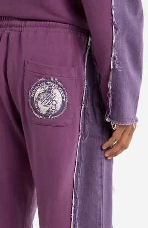 HONOR THE GIFT Distressed Denim Panel Flare Sweatpants