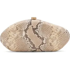 Cult Gaia The Caldera Snake Embossed Leather Clutch - Faded Python
