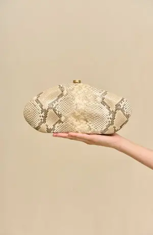 Cult Gaia The Caldera Snake Embossed Leather Clutch
