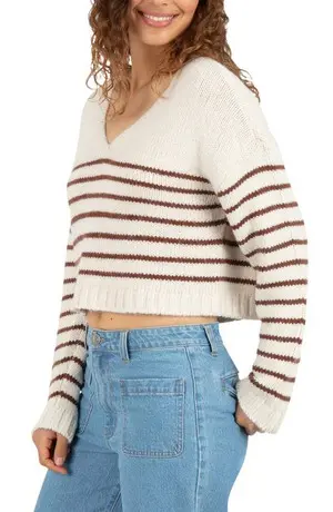 Hurley Greenlake Striped V-neck Sweater - Cream