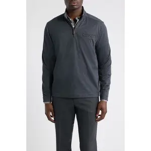 Johnston & Murphy Merritt Piqué Quarter Zip Pullover - Navy