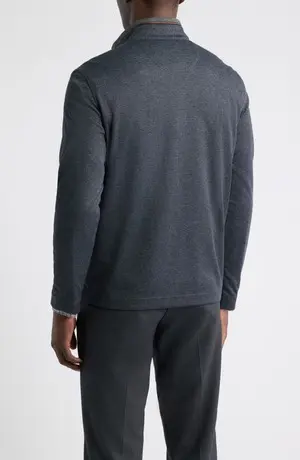 Johnston & Murphy Merritt Piqué Quarter Zip Pullover - Navy