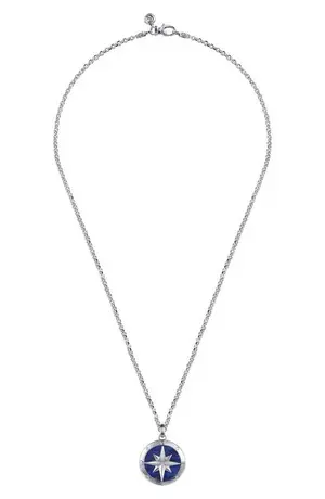 GABRIEL & CO. Polaris Lapis Lazuli & Diamond Compass Pendant Necklace