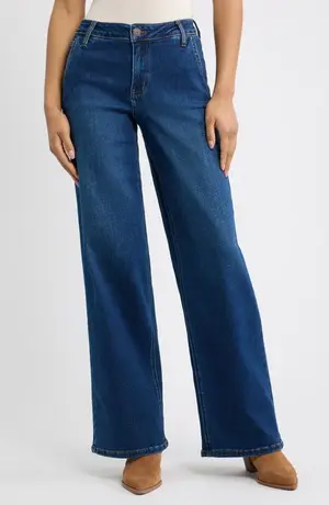 YMI Bella Slanted Pocket Wide Leg Jeans - 36s