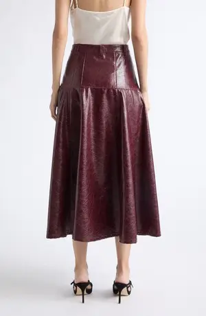 Cinq À Sept Faux Leather Midi Skirt