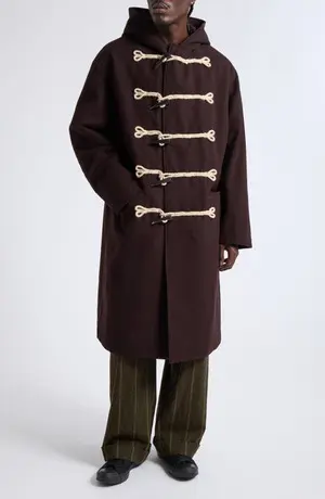 Yohji Yamamoto Toggle Duffle Coat - Bordeaux