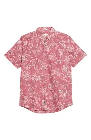 Reyn Spooner Hawaiian Gardenias Floral Button Down Shirt - Faded Ginger