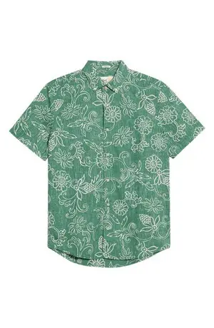 Reyn Spooner Hawaiian Gardenias Floral Button Down Shirt - Pine