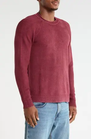 Marine Layer Garment Dye Roll Neck Sweater - Cabernet