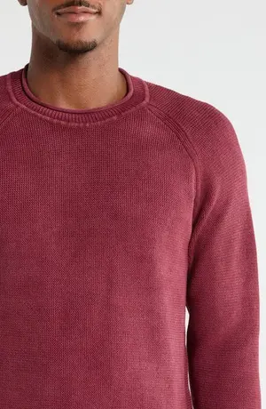 Marine Layer Garment Dye Roll Neck Sweater - Cabernet