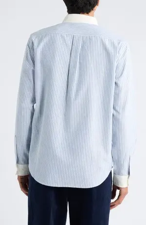 ROWING BLAZERS Babar Striped Cotton Blend Oxford Shirt