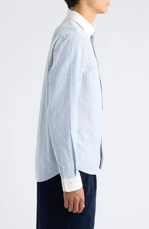 ROWING BLAZERS Babar Striped Cotton Blend Oxford Shirt