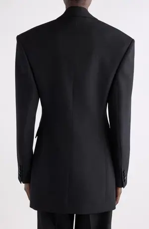 Saint Laurent One Button Wool Tuxedo Blazer