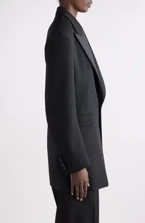 Saint Laurent One Button Wool Tuxedo Blazer
