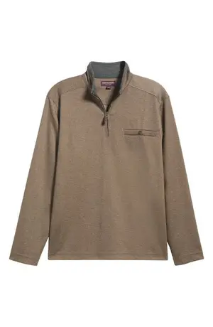 Johnston & Murphy Merritt Piqué Quarter Zip Pullover - Tan