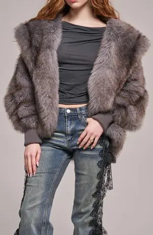 AZALEA WANG Dusk Faux Fur Jacket - Grey