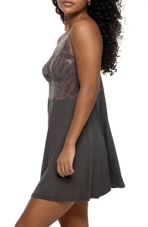 Felina Sienna Lace Trim Chemise - Shale