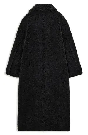 NOIZE Elise Faux Fur Longline Coat - Black