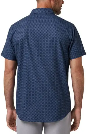 Travis Mathew Techwoven Flair Short Sleeve Button-up Shirt - Total Eclipse