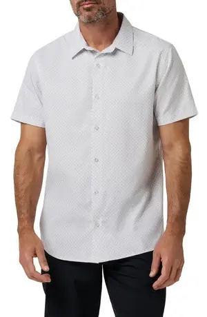 Travis Mathew Techwoven Flair Short Sleeve Button-up Shirt - White
