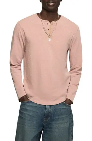 Lucky Brand Weekend Slub Long Sleeve Henley - Adobe Rose