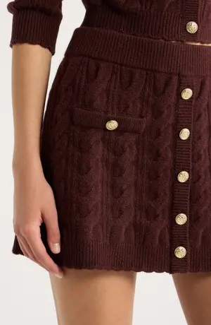 LoveShackFancy Berritt Wool & Cashmere Miniskirt - Cinnabar
