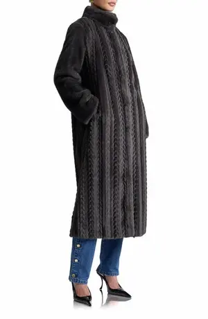 Avec Les Filles Faux Fur Maxi Coat - Graphite