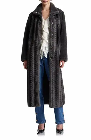 Avec Les Filles Faux Fur Maxi Coat - Graphite