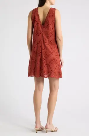 A.REN Cannes Eyelet Cotton Shift Minidress