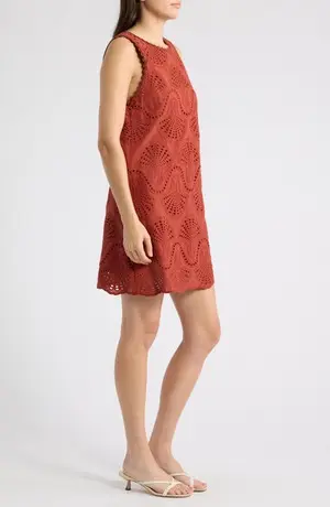 A.REN Cannes Eyelet Cotton Shift Minidress
