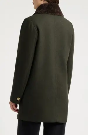 Bernardo Jacket With Faux Fur Collar