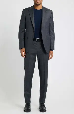 JACK VICTOR Esprit Tonal Plaid Wool Suit - Grey