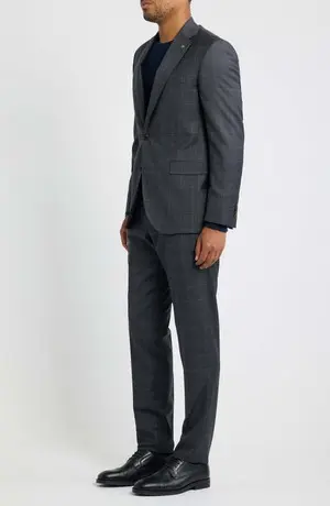 JACK VICTOR Esprit Tonal Plaid Wool Suit - Grey