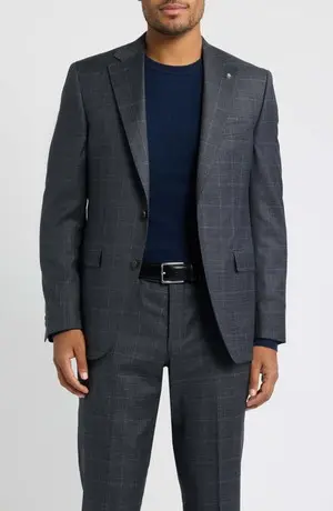 JACK VICTOR Esprit Tonal Plaid Wool Suit - Grey