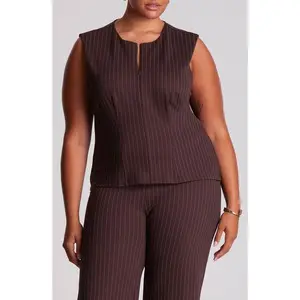 ESTELLE Marley Pinstripe Zip Vest
