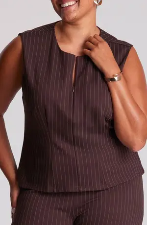ESTELLE Marley Pinstripe Zip Vest