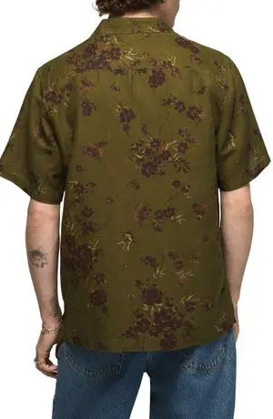 Lucky Brand Printed Linen And Cotton Camp Shirt