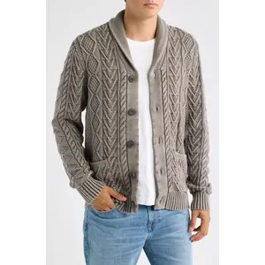 SCHOTT Shawl Collar Cable Knit Cardigan