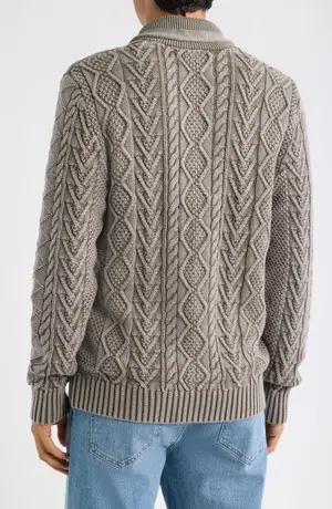 SCHOTT Shawl Collar Cable Knit Cardigan