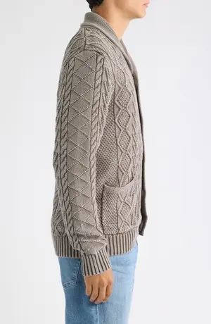 SCHOTT Shawl Collar Cable Knit Cardigan