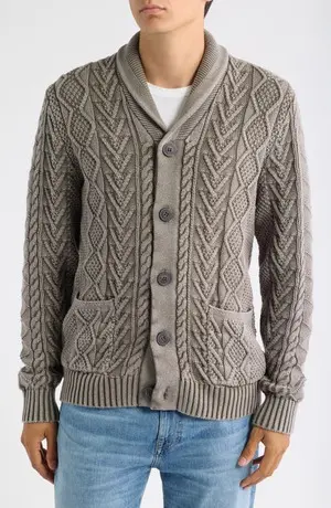 SCHOTT Shawl Collar Cable Knit Cardigan